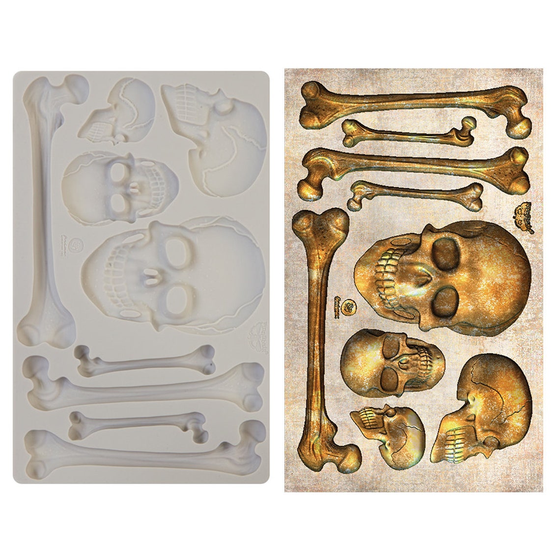 Skull & Bones Decor Mould, REDESIGN WITH PRIMA, Silicone Craft Mould ...