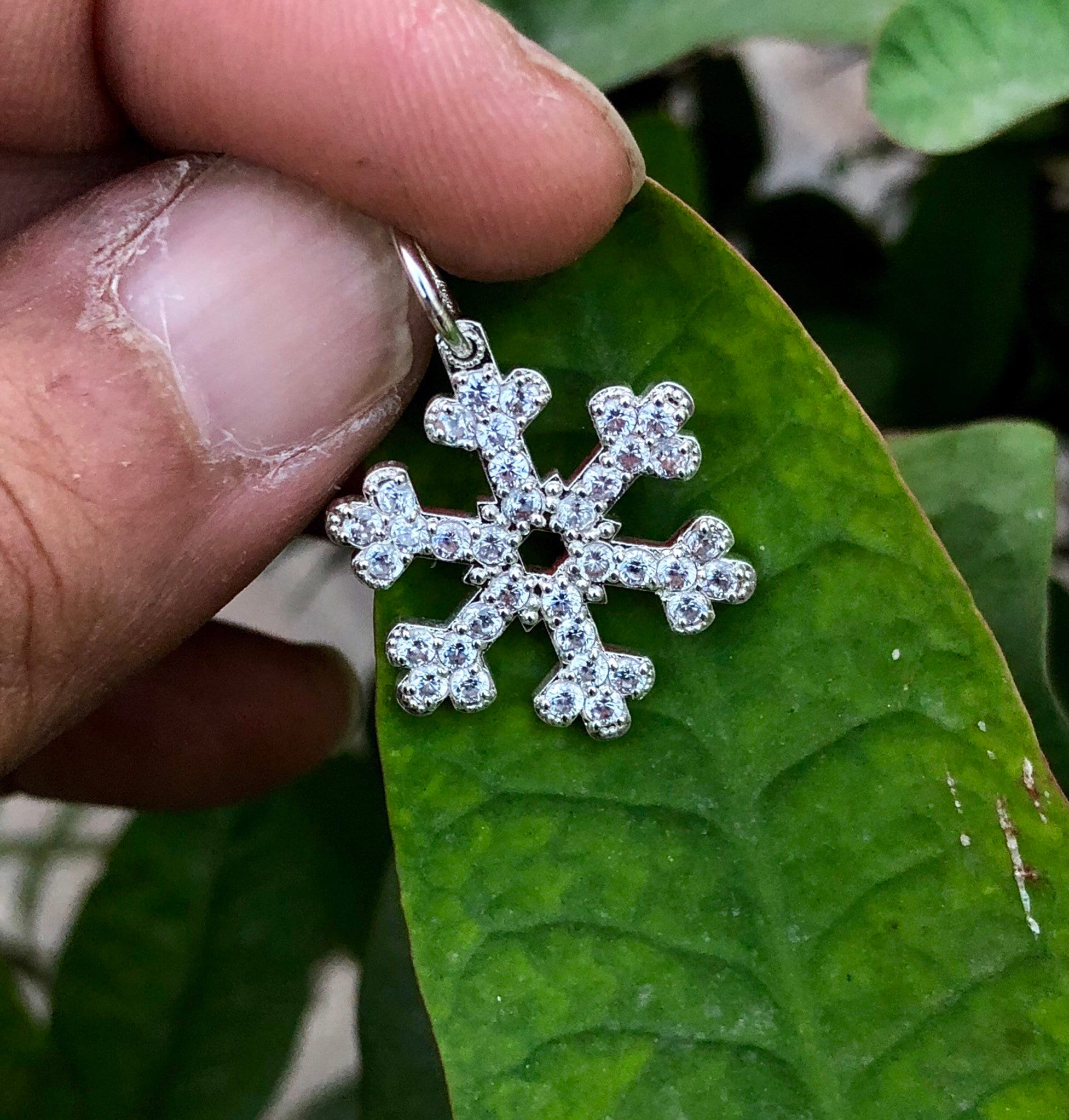 Snowflake Pendant, White Zircon, 925 Sterling Silver. - Etsy