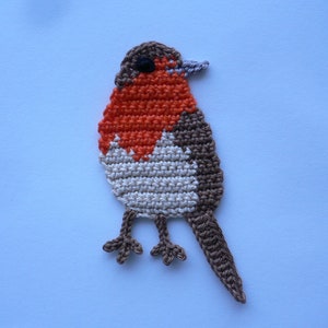 Rotkehlchen, gehäkelt, Häkelapplikation, Aufnäher, Applikation ...