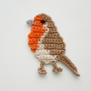 Rotkehlchen, gehäkelt, Häkelapplikation, Aufnäher, Applikation ...