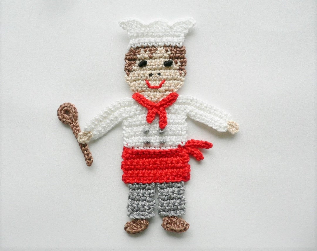 Chef Crochet Applique Applique Patches Accessories Crochet Applique - Etsy