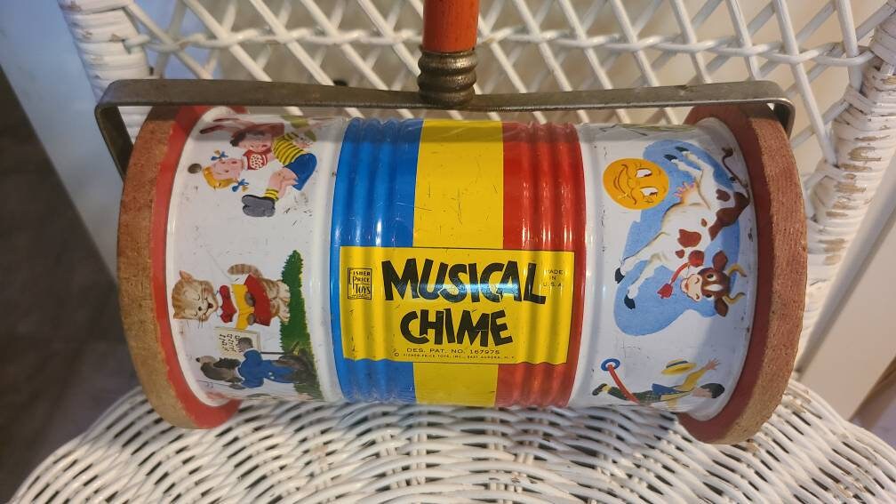 Vintage 1950's Fisher Price Musical Chime Roll Push Barrel - Etsy