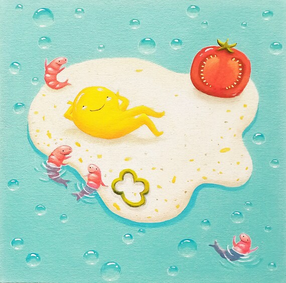Digital Download Happy Scrambled Egg Tomato Shrimp Bubbles - Etsy