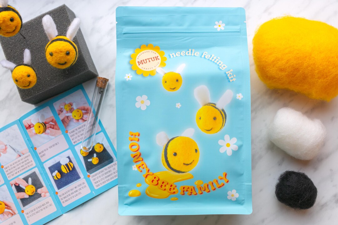 Needle Felting Kit - Felted Bees - A Craft Kit for Beginners - Easy ...