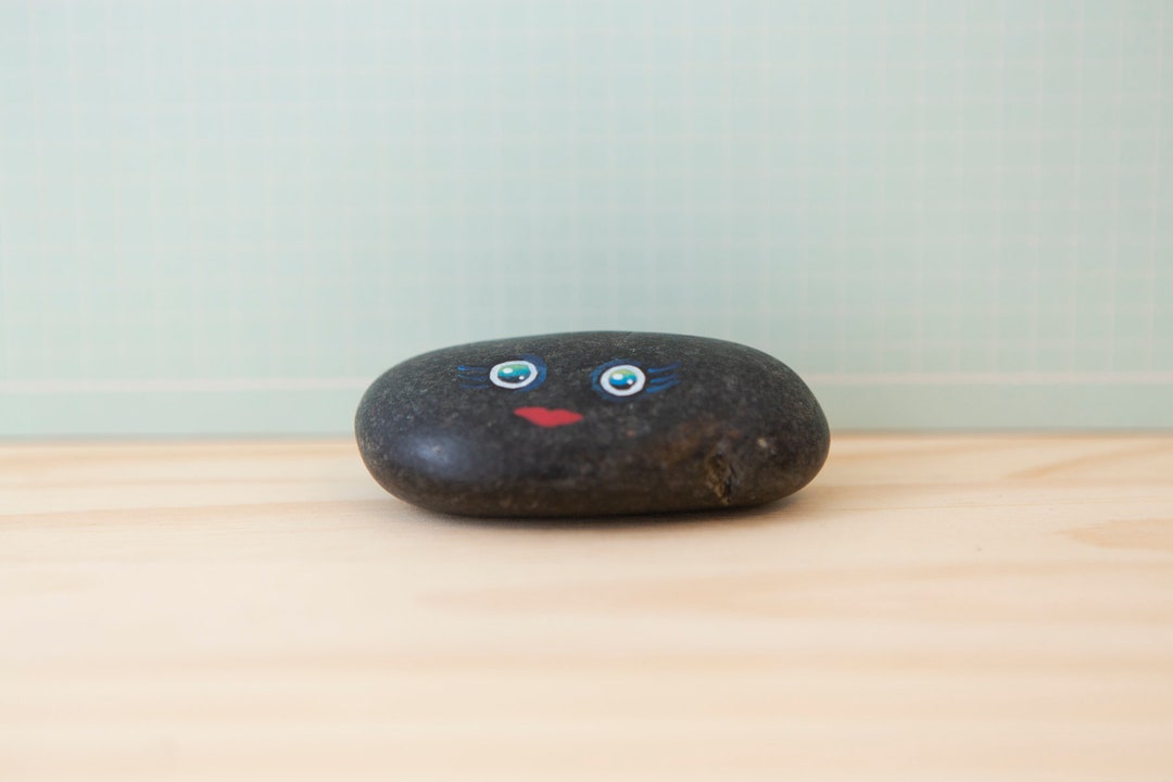 Small Emotional Pebble Buddy - Kawaii Cute Face - Rock Friendly ...