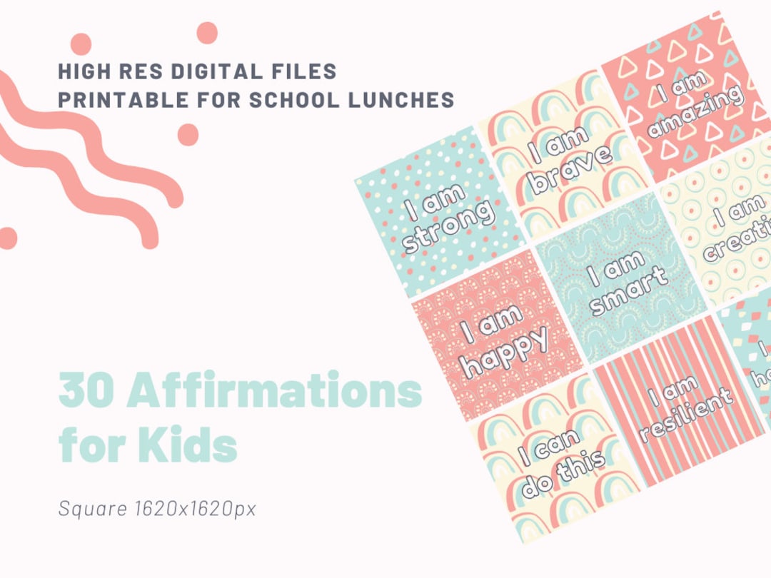 Digital Positive Affirmations for Kids | Printable for School Lunches ...