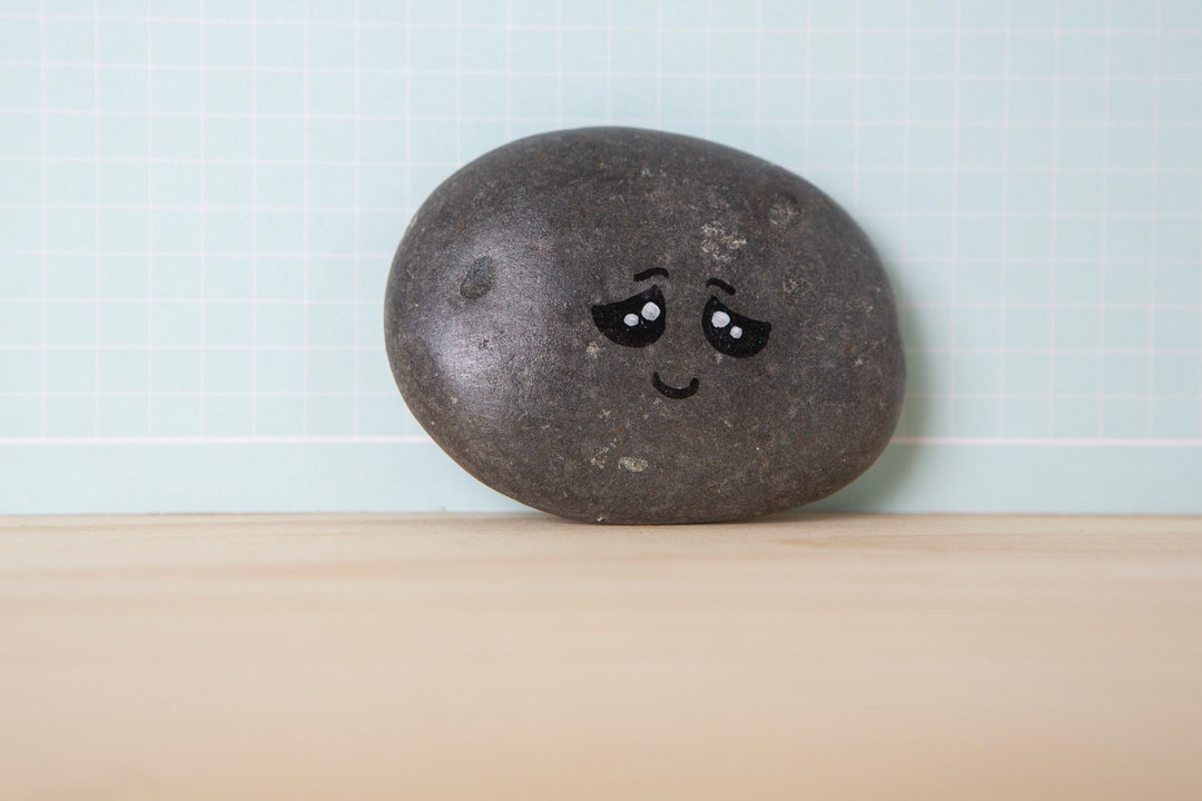 Small Pebble Buddy - Kawaii Cute Face - Rock Friendly - Unique Pet Gift ...