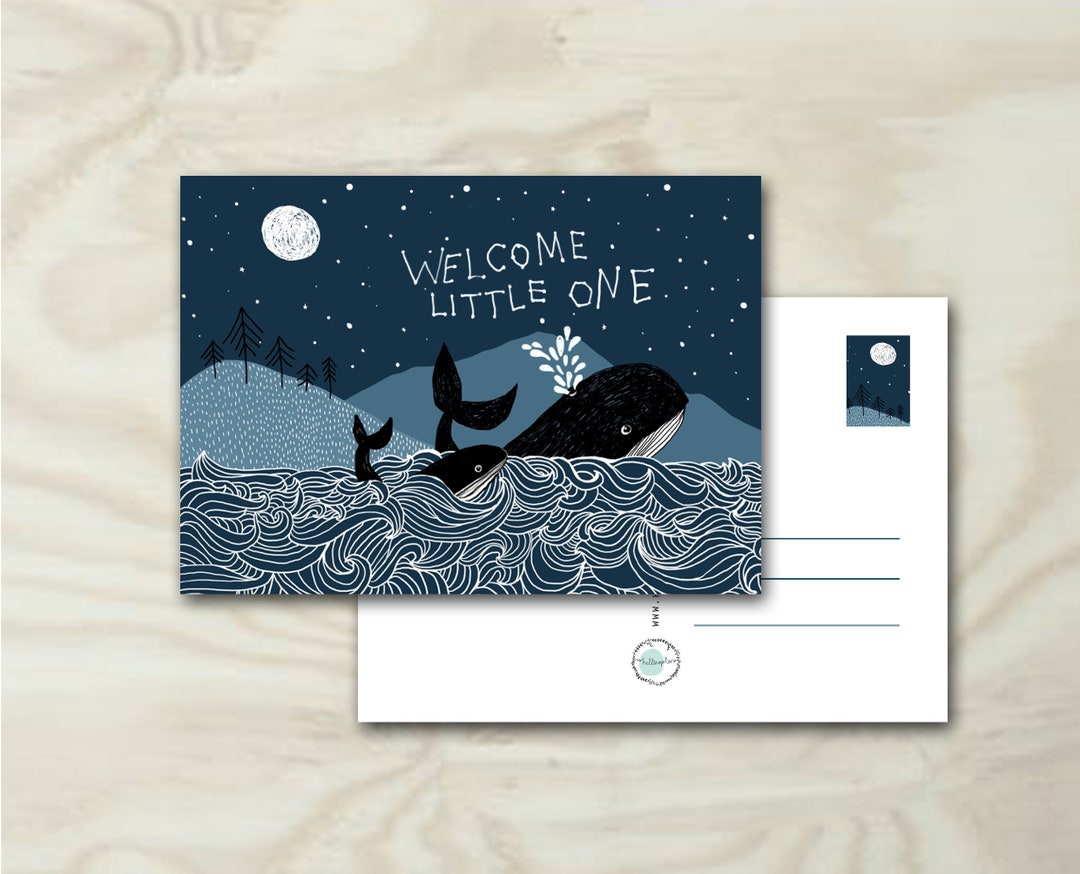Postcard welcome Little Whale - Etsy