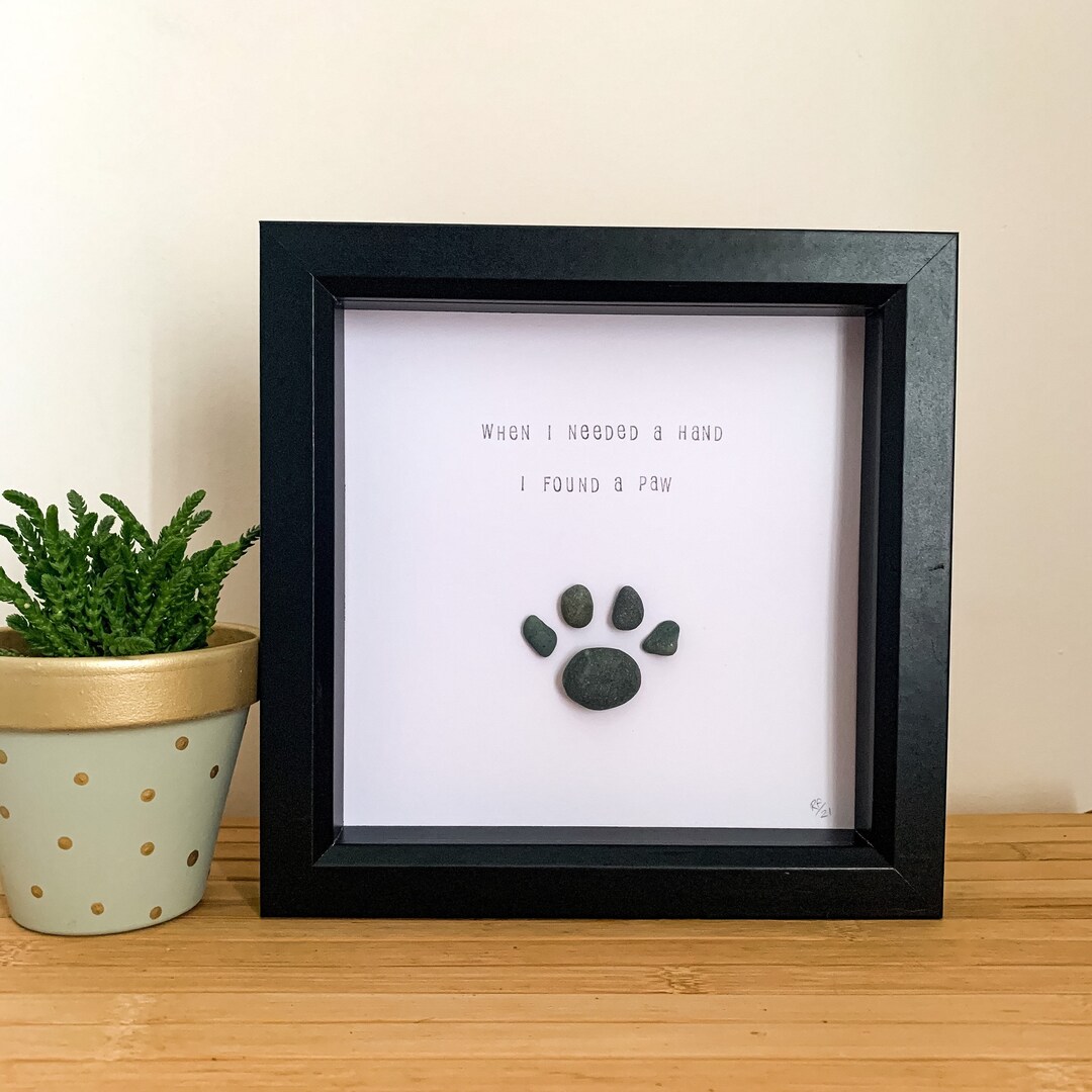 Dog Pebble Art, Dog Lover Gift, Personalised Dog Gift, Paw Print Pebble ...