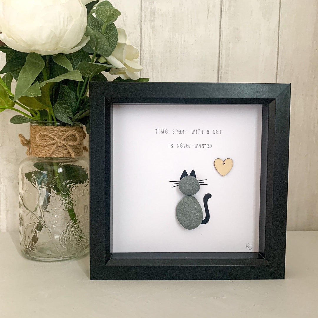 Cat Lover Gift, Pebble Art, Cat Pebble Art, Personalised Cat Gift, Pet ...