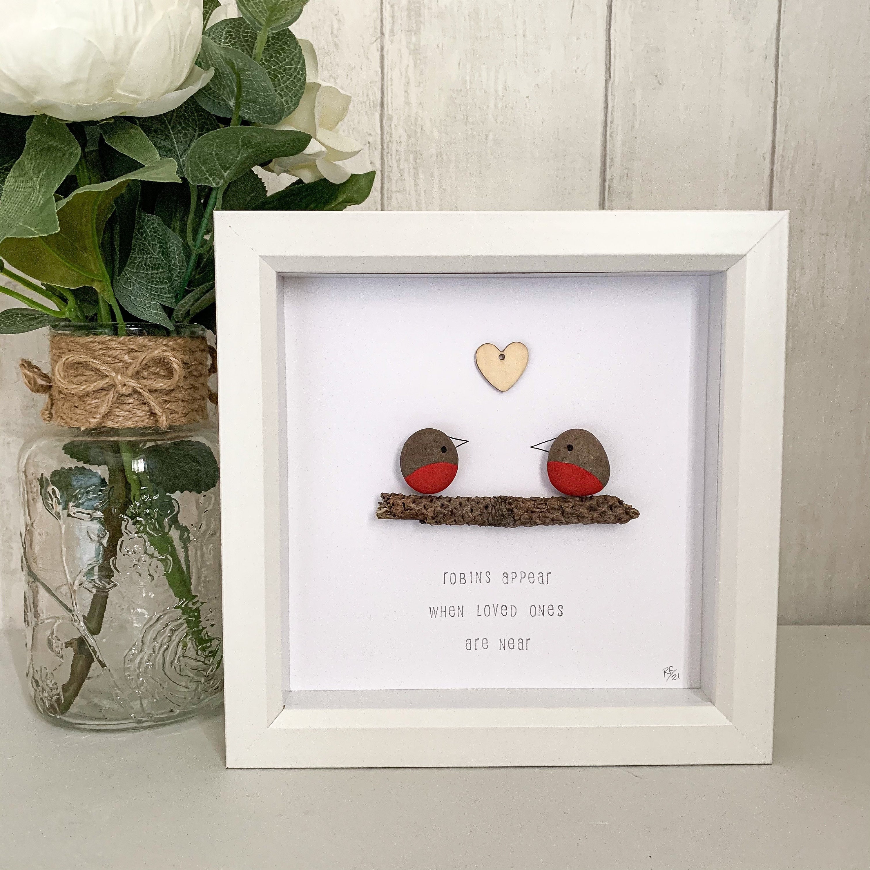 Robin Pebble Art Memorial Pebble Art Robins Appear - Etsy UK
