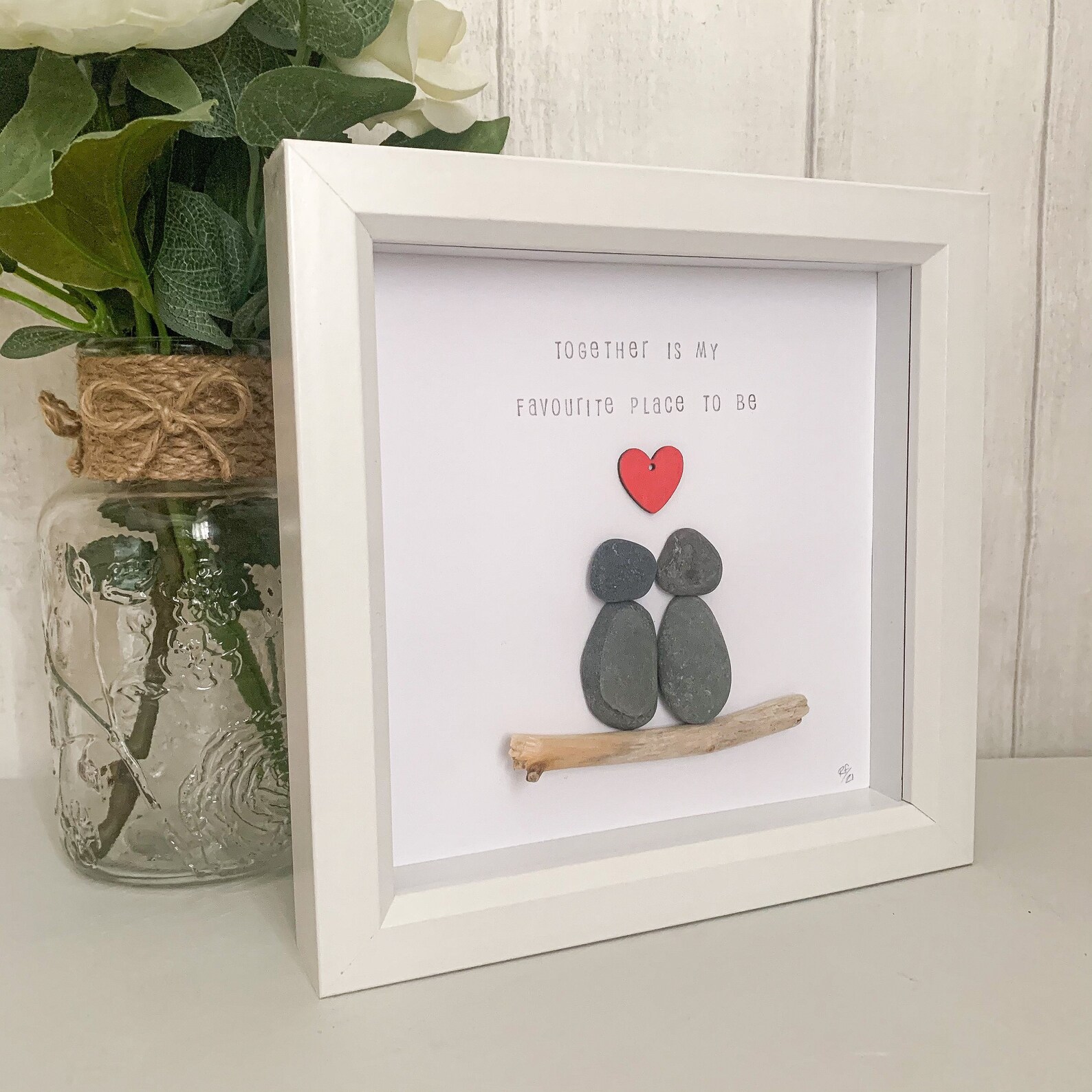 Anniversary Pebble Art Wedding Gift Personalised Pebble Art - Etsy