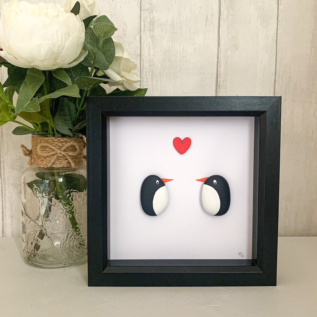 Anniversary Pebble Art, Penguin Pebble Art, Personalised Pebble Art ...
