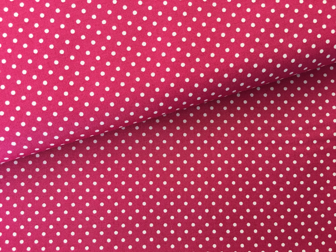 Pink Spot Fabric, Spot on 100% Cotton Raspberry Pink, Dot, Sewing ...