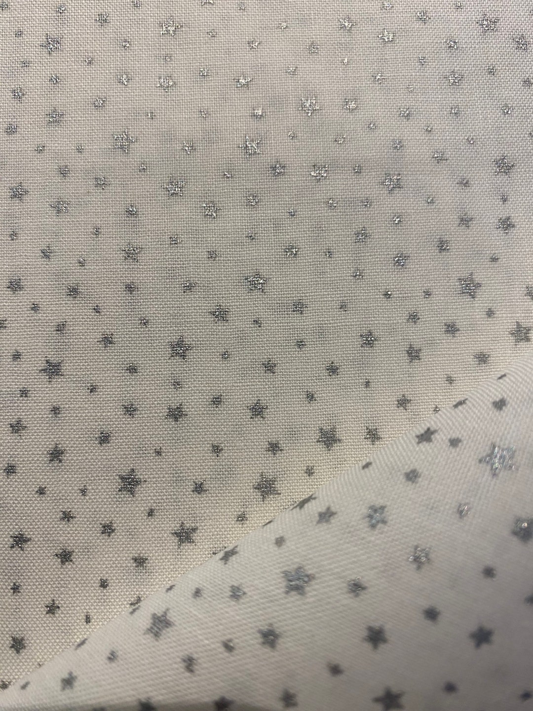 White & Silver Star Fabric, Silver Star on White, Makower Christmas ...