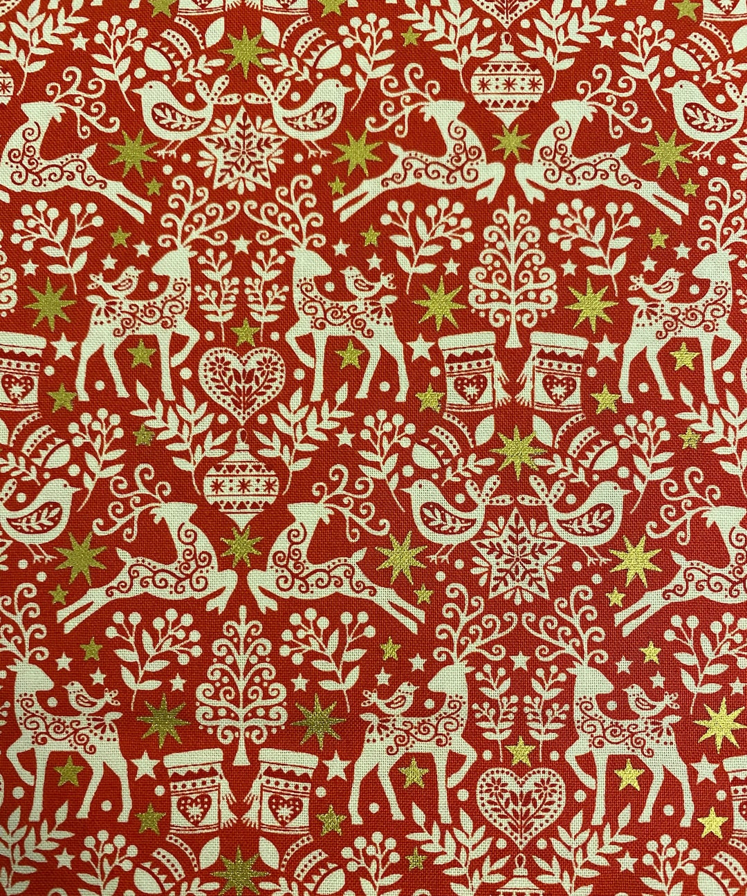 Scandi Christmas Fabric, Makower 2022, Red Scandi Folk Print, Sold by ...
