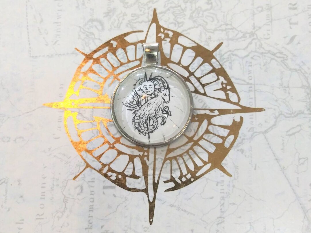 Capricorn Zodiac Handmade Pen & Ink Pendant by Cassidy Lynn - Etsy