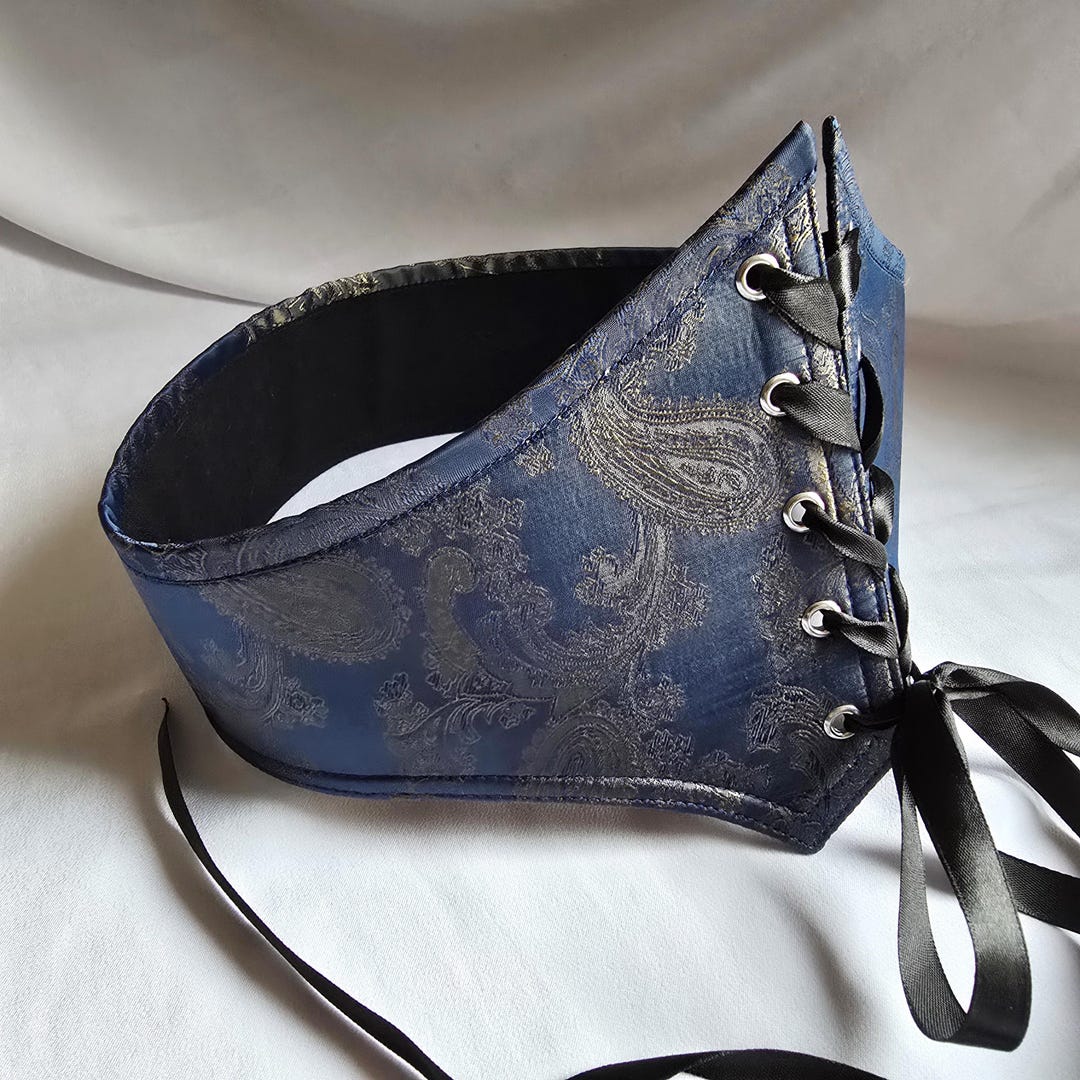 Renaissance Corset Belt Navy, Western Corset Underbust, Gothic Corset ...