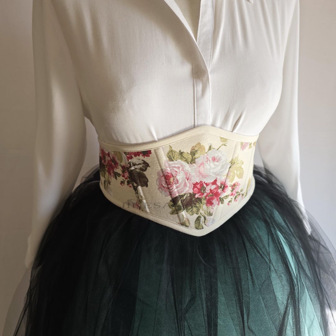 Renaissance Corset Floral: Underbust Waist Cincher Cottagecore for Prom ...