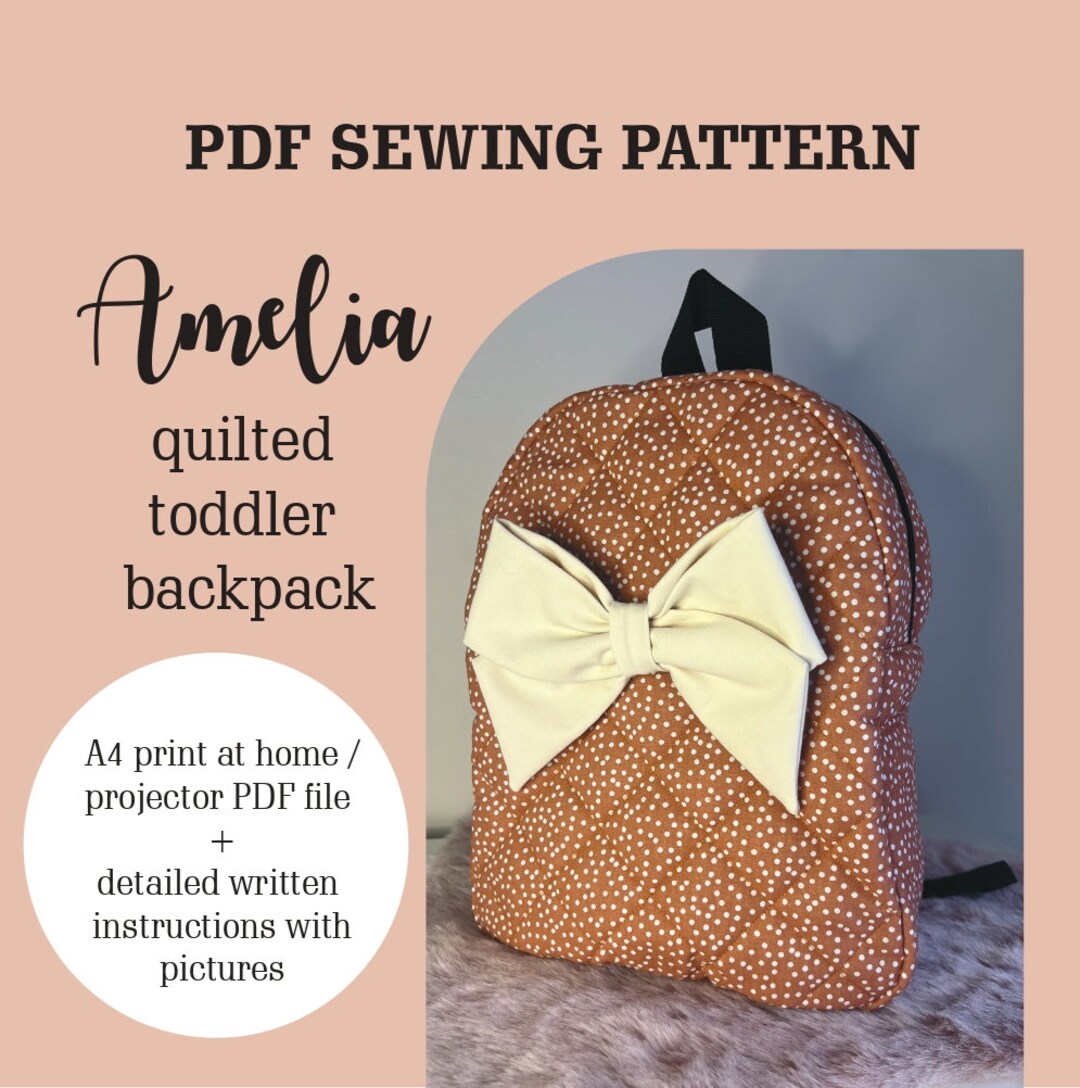 Amelia Quilted Toddler Backpack Sewing Pattern Featuring Bow Elegance ...