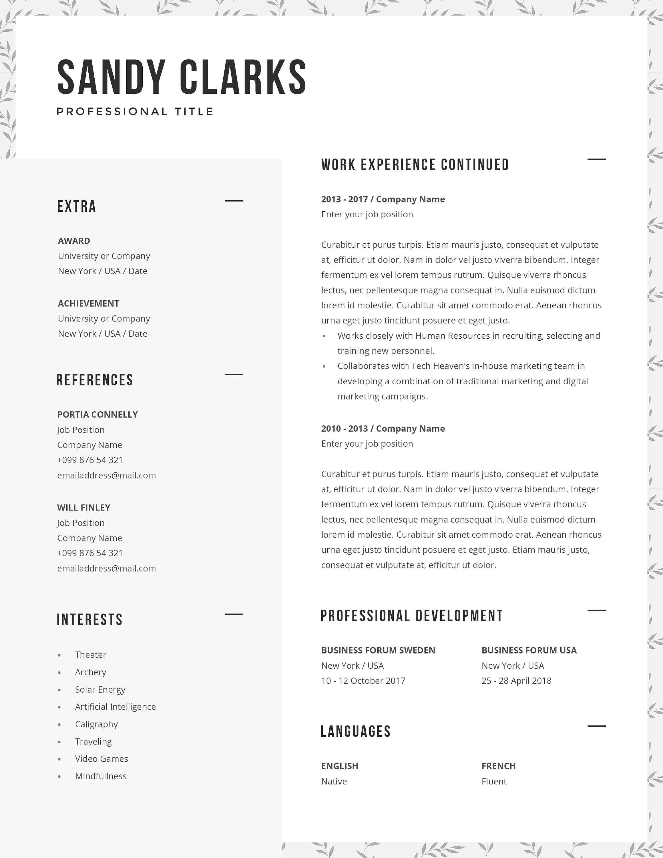 Resume Template for Word Cover Letter Template References - Etsy