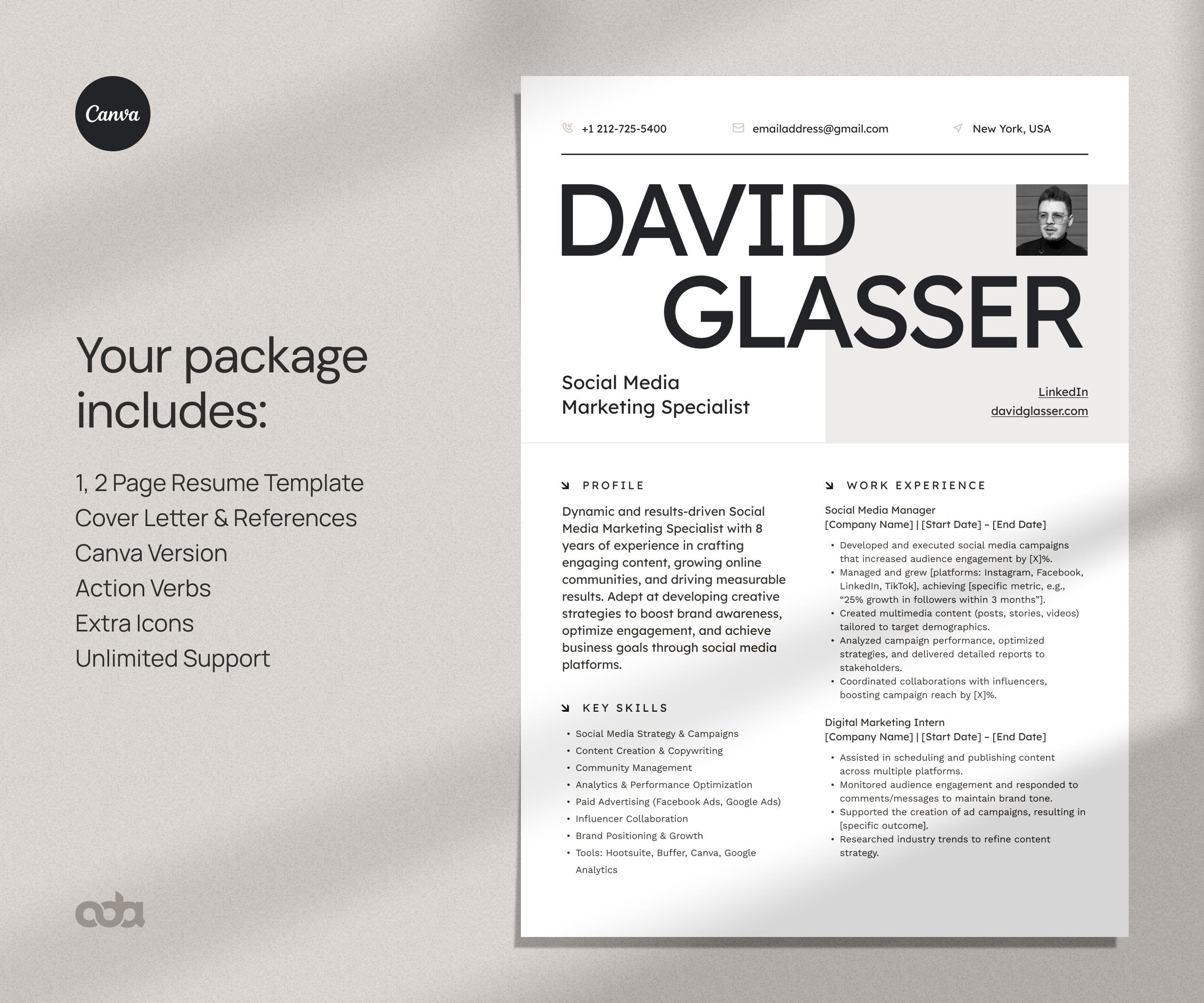 IT Resume Template Canva for SMM Specialist, Designer Resume, Modern CV ...