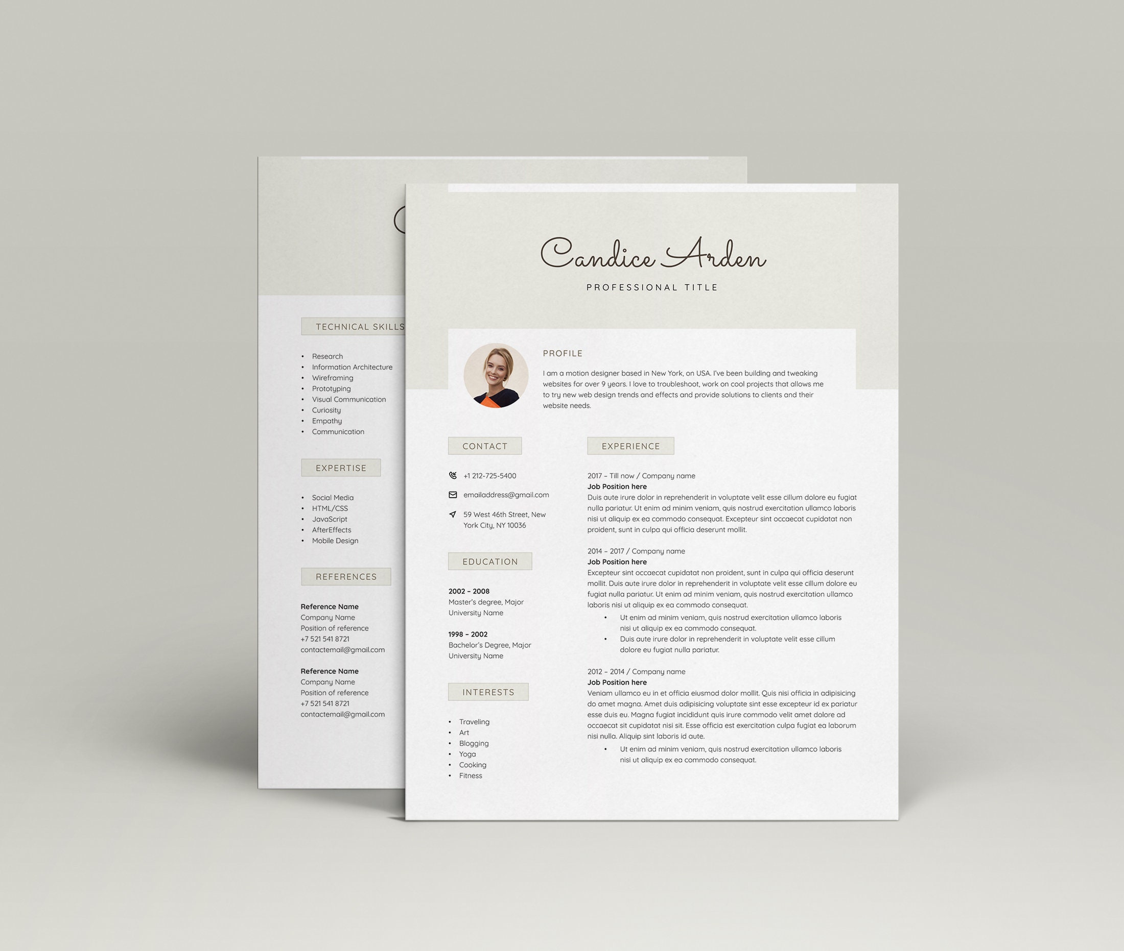 Elegant CV Template for Word, Professional Resume With Photo, Modern CV ...