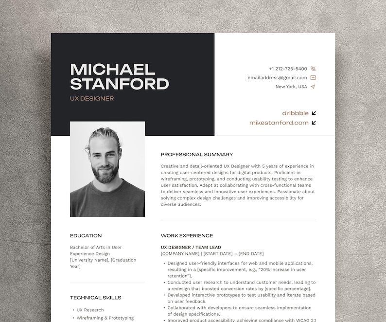 Modern Designer Resume Template: IT & Tech Roles (canva) - Etsy