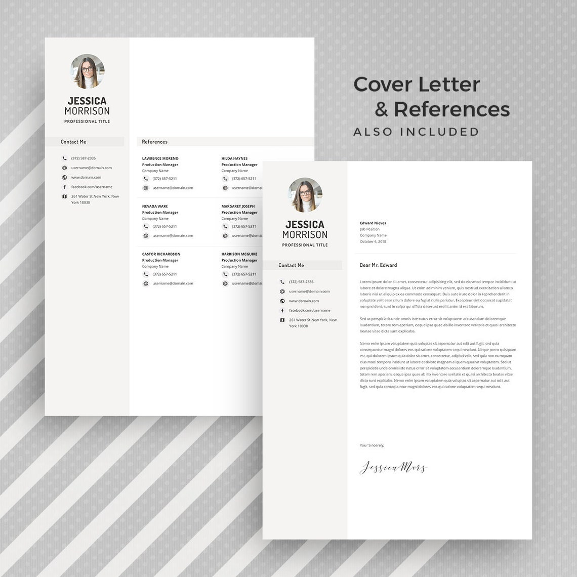 Simple Resume Template Clean Resume Design Two Page Resume - Etsy
