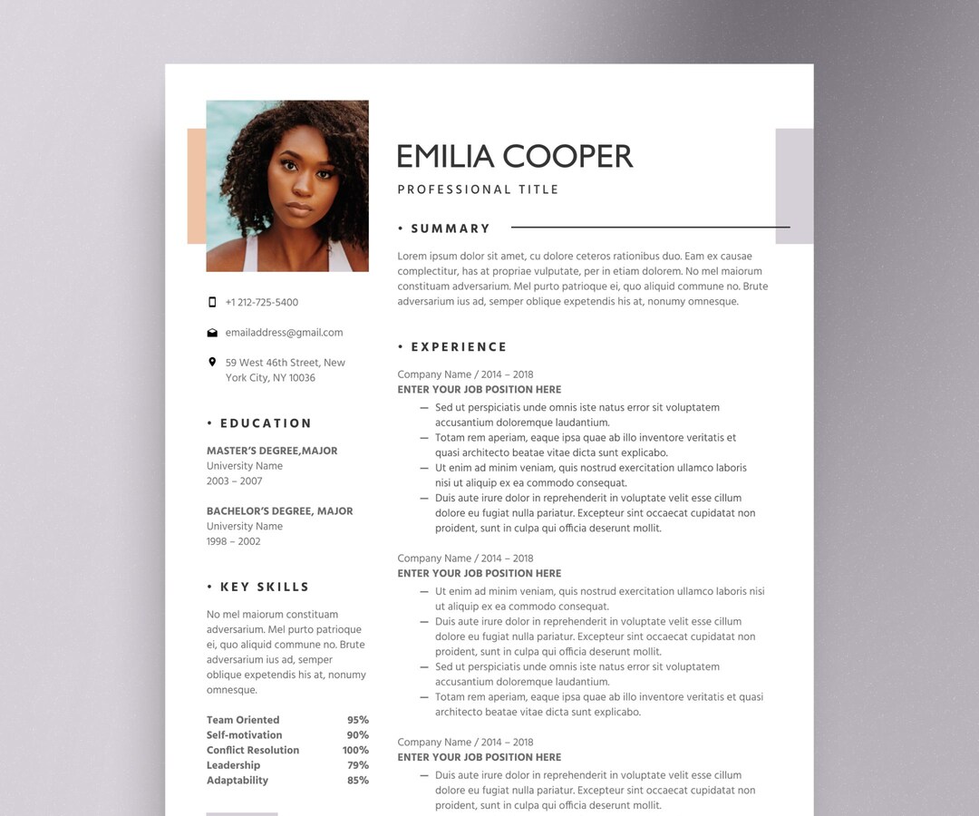 Modern Resume Template for Word 2024, Professional CV Template With ...