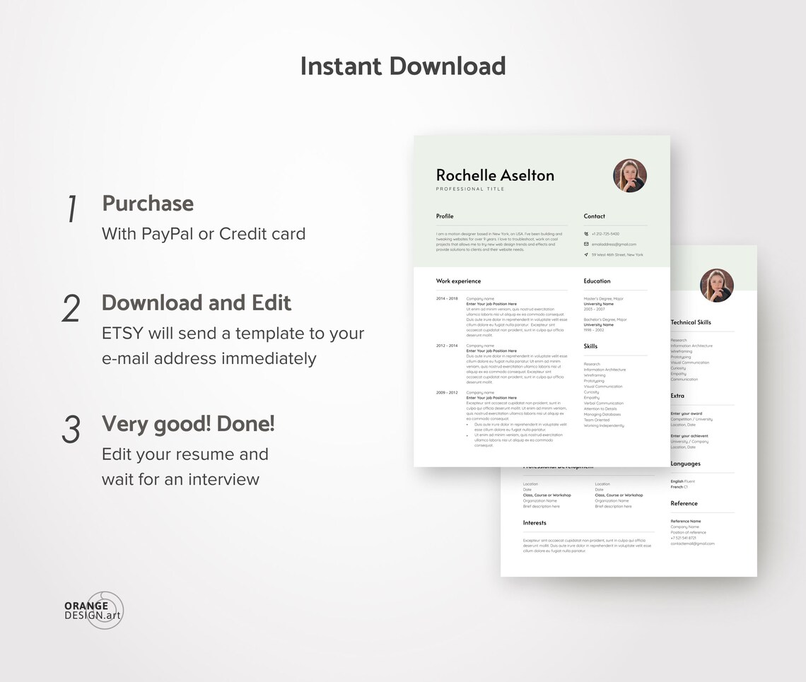 Modern Resume Template, Professional CV Template 2020, Cover Letter ...