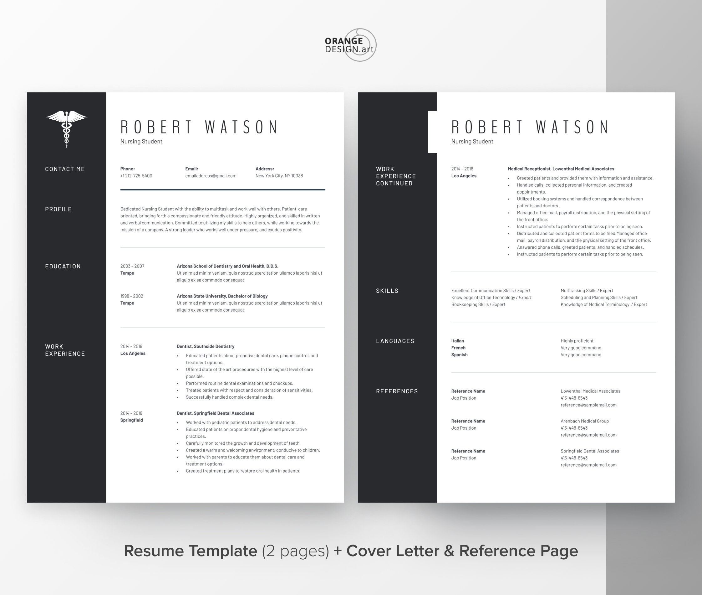 Medical CV Templates for Word Modern Resume Template Dentist - Etsy
