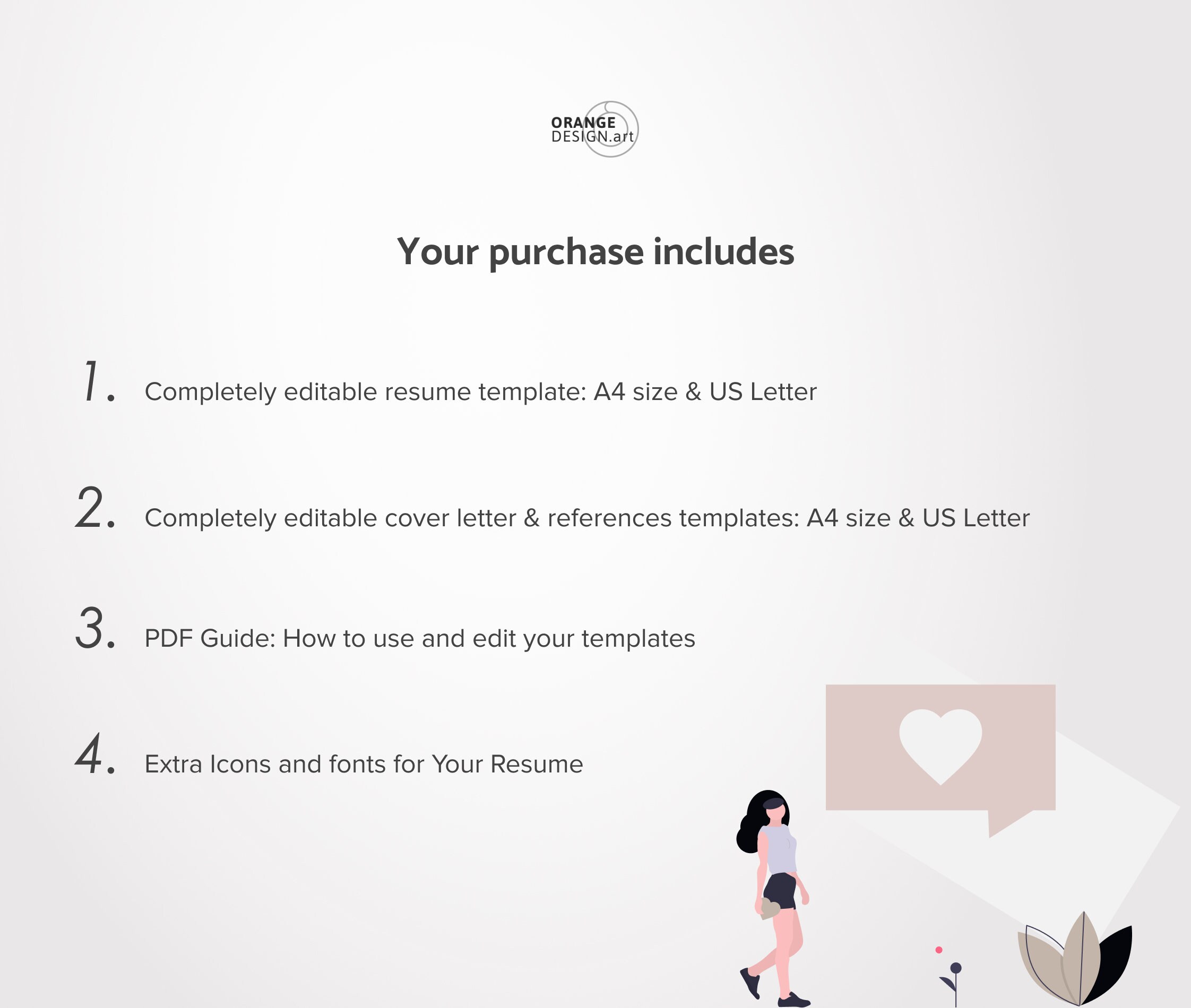 Minimalist Resume Template With Photo, Cover Letter (docx) - Etsy