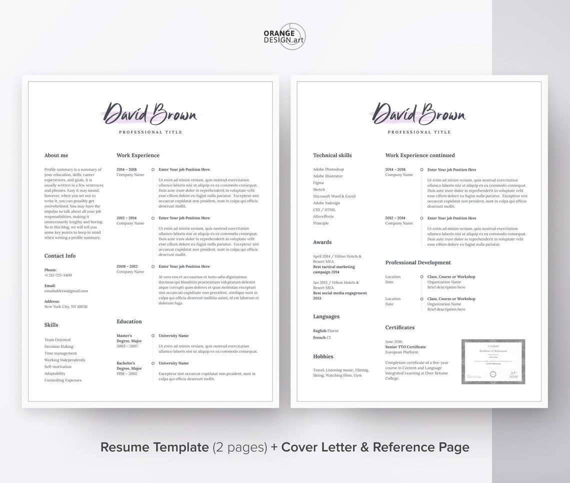 Modern CV Template for Word Creative Resume Template - Etsy