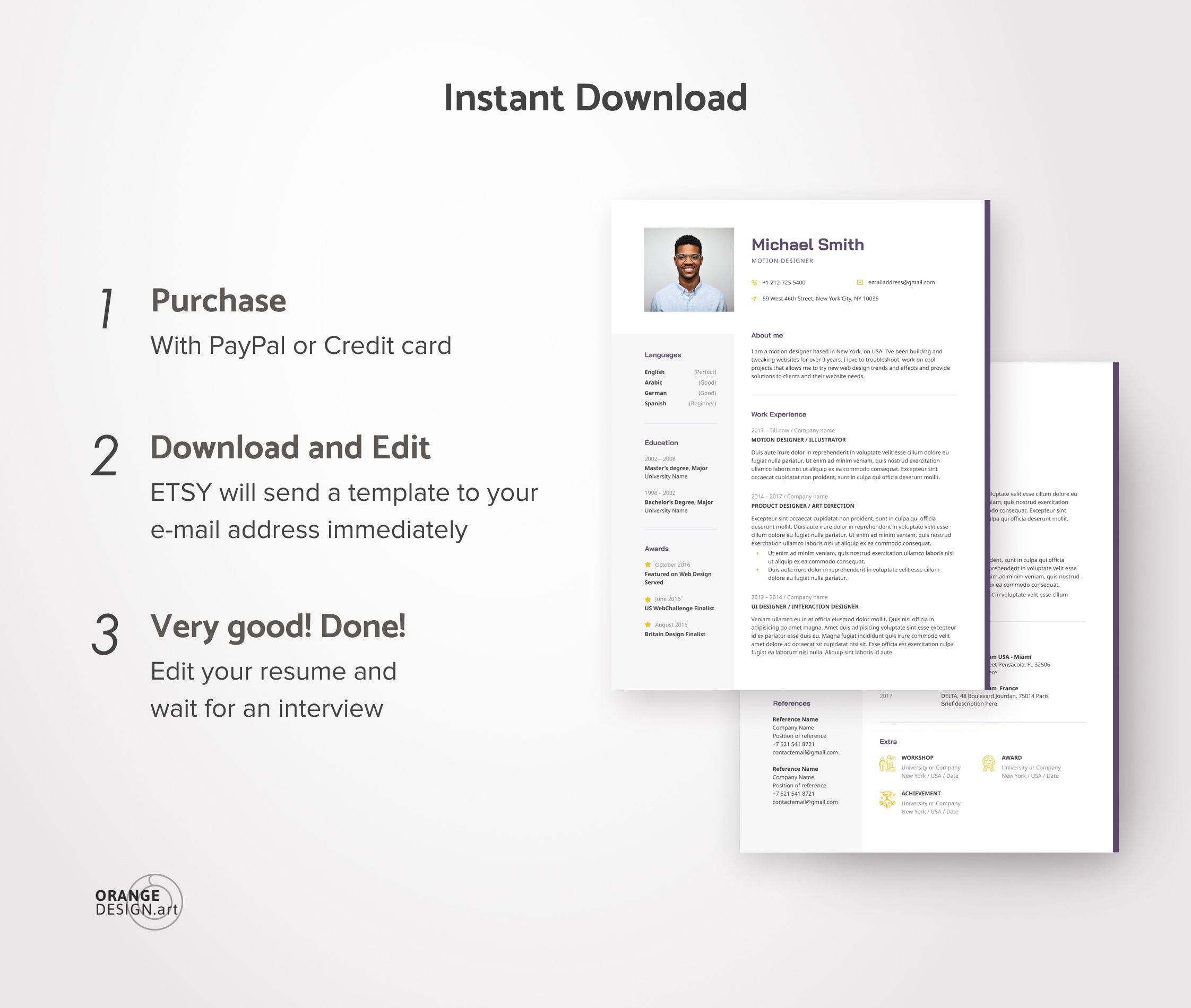 Designer CV Template for Word Software Engineer Resume - Etsy
