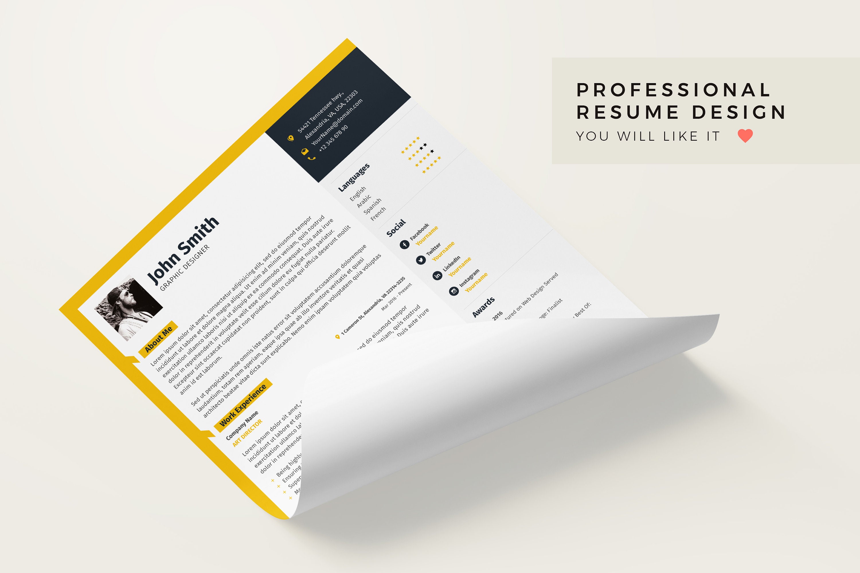 Word Resume Template With Photo / Graphic Designer CV - Etsy
