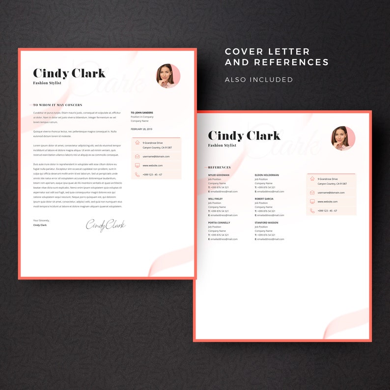 Fashion Resume Template With Photo, Stylist Word Resume, Creative CV ...