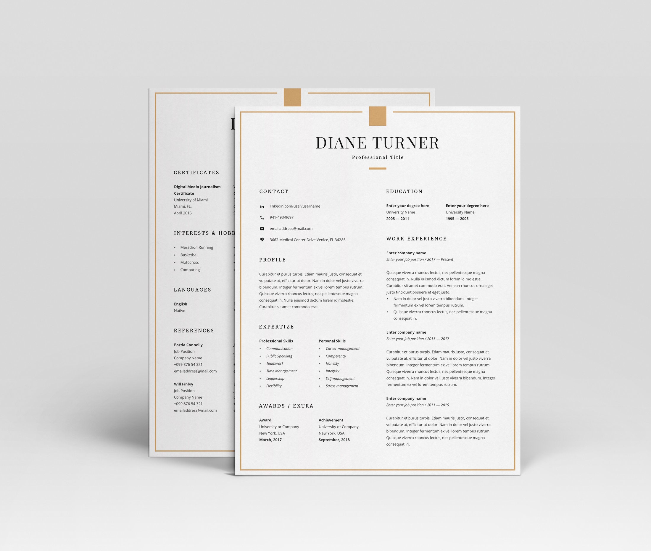 Minimalist Resume Template for Word, Professional Resume Template ...