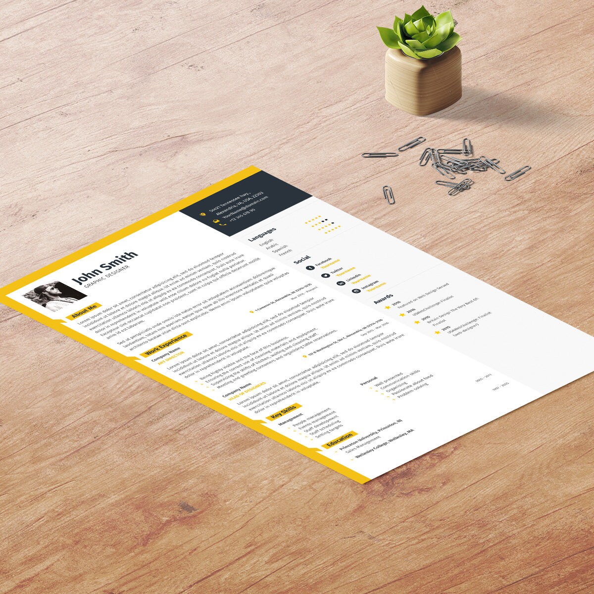 Word Resume Template With Photo / Graphic Designer CV | Etsy