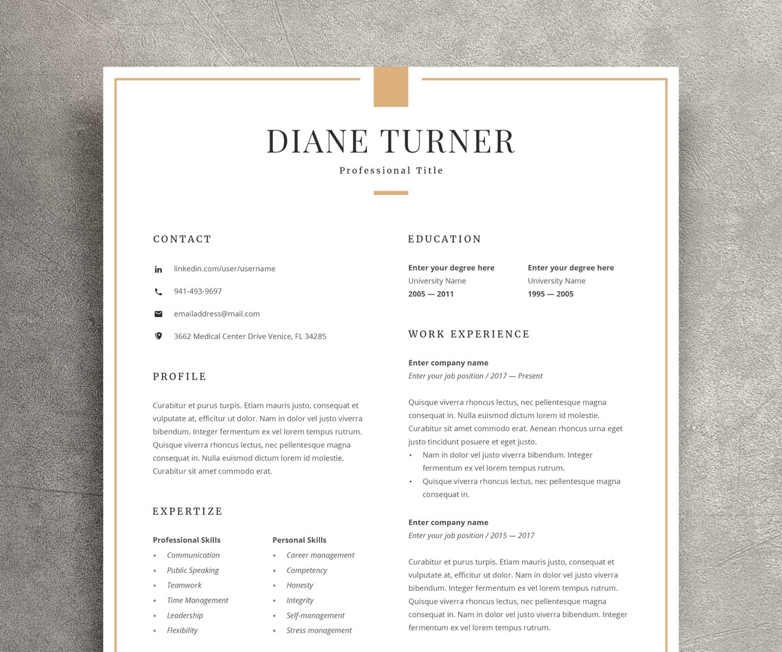 Minimalist Resume Template for Word, Professional Resume Template ...