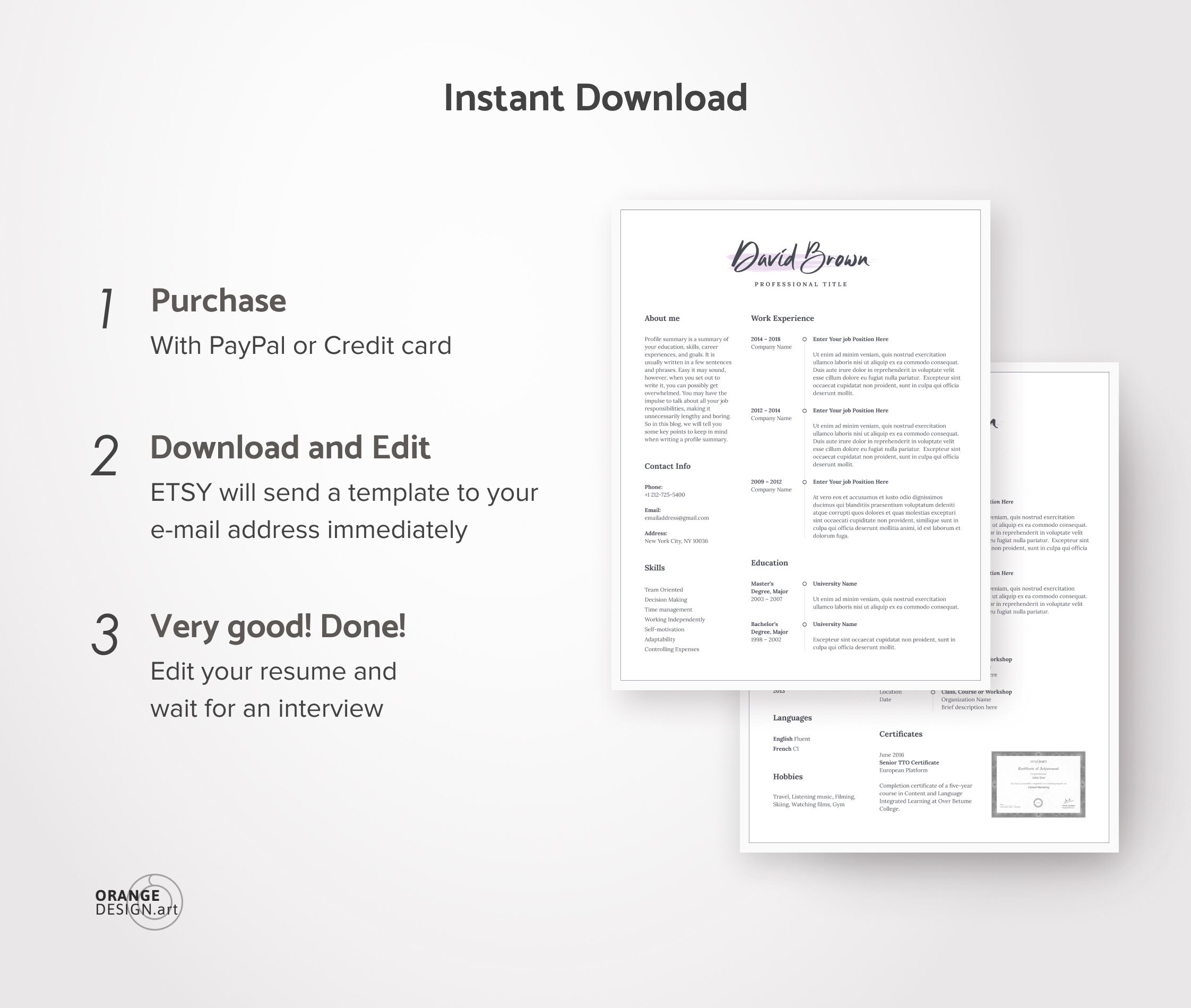 Modern CV Template for Word Creative Resume Template - Etsy