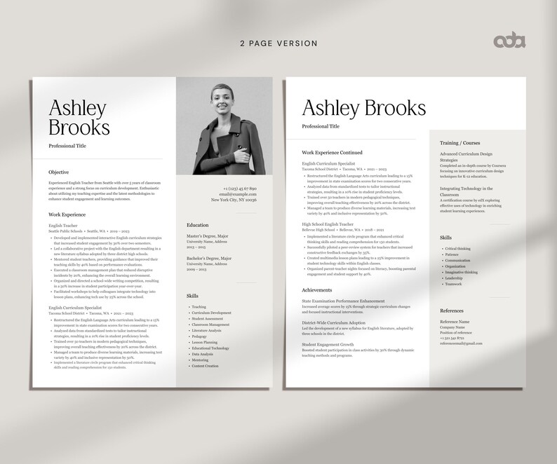 Modern Teacher Resume Template Word, Mac Pages & Canva | Perfect for ...