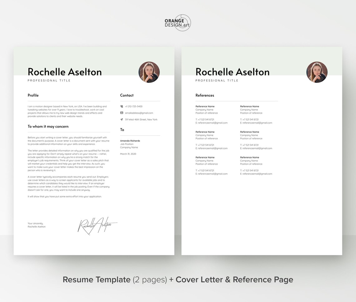 Modern Resume Template, Professional CV Template 2020, Cover Letter ...