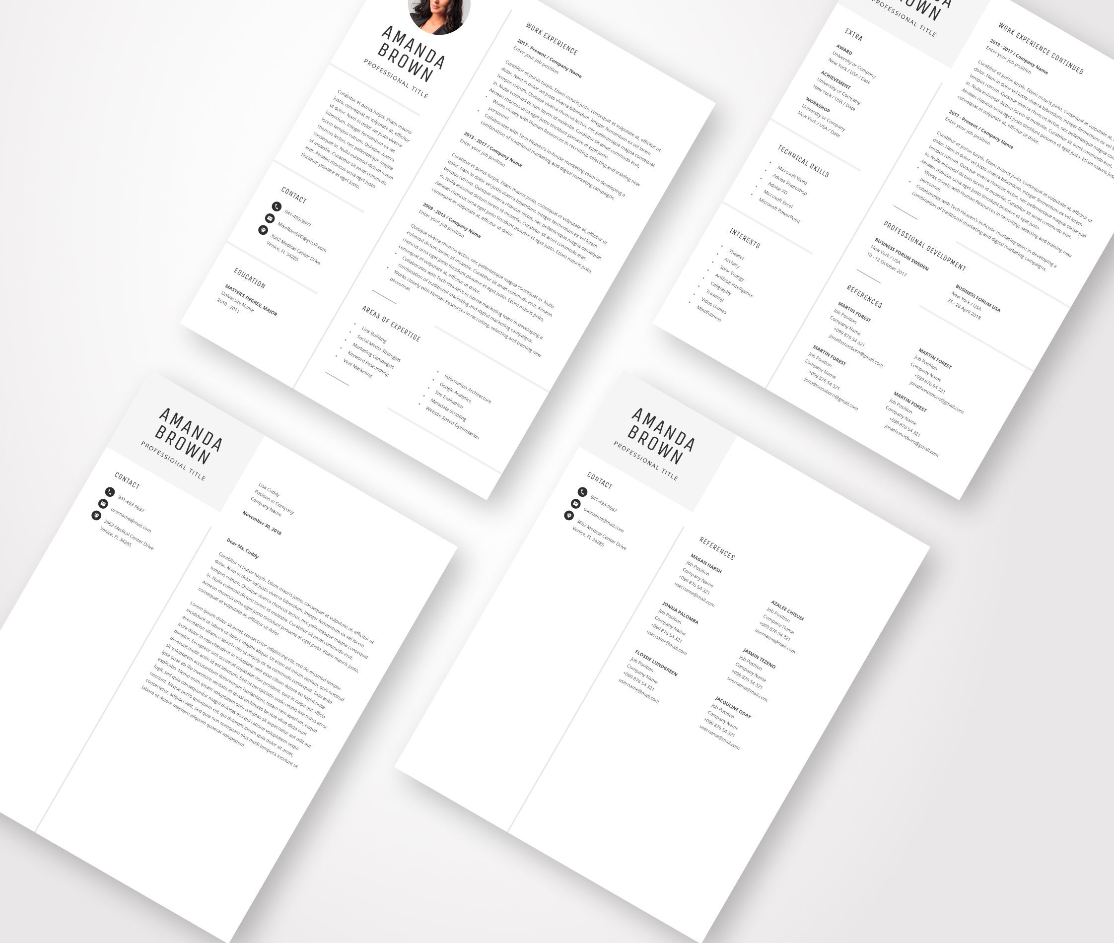 Minimalist Resume Template for Word, Project Manager CV, Free Cover ...