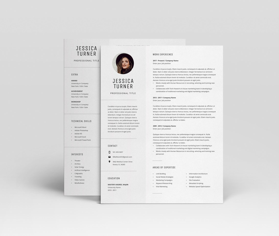 Creative Resume Template With Photo / Teacher CV Template - Etsy
