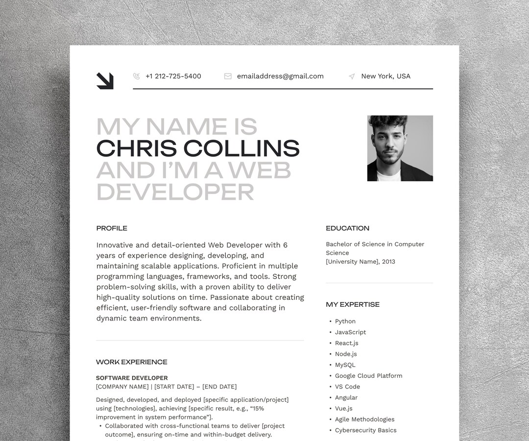 Developer Resume Template for Word, Pages & Canva, Data Scientist CV ...