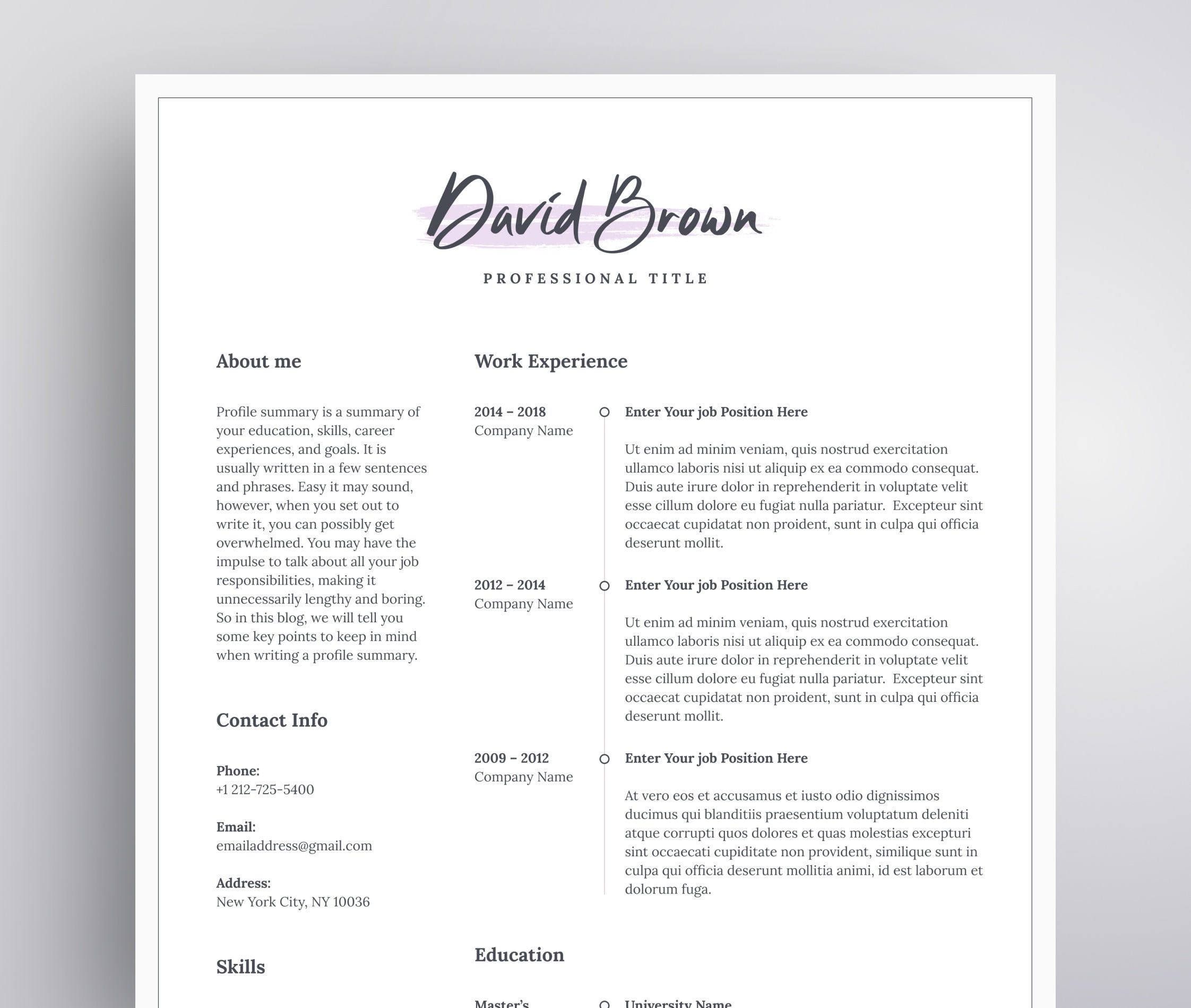 Modern CV Template for Word Creative Resume Template - Etsy