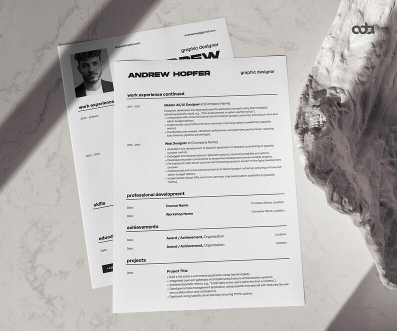 Modern Resume Template: Swiss Design for Mac Pages & Canva - Etsy UK