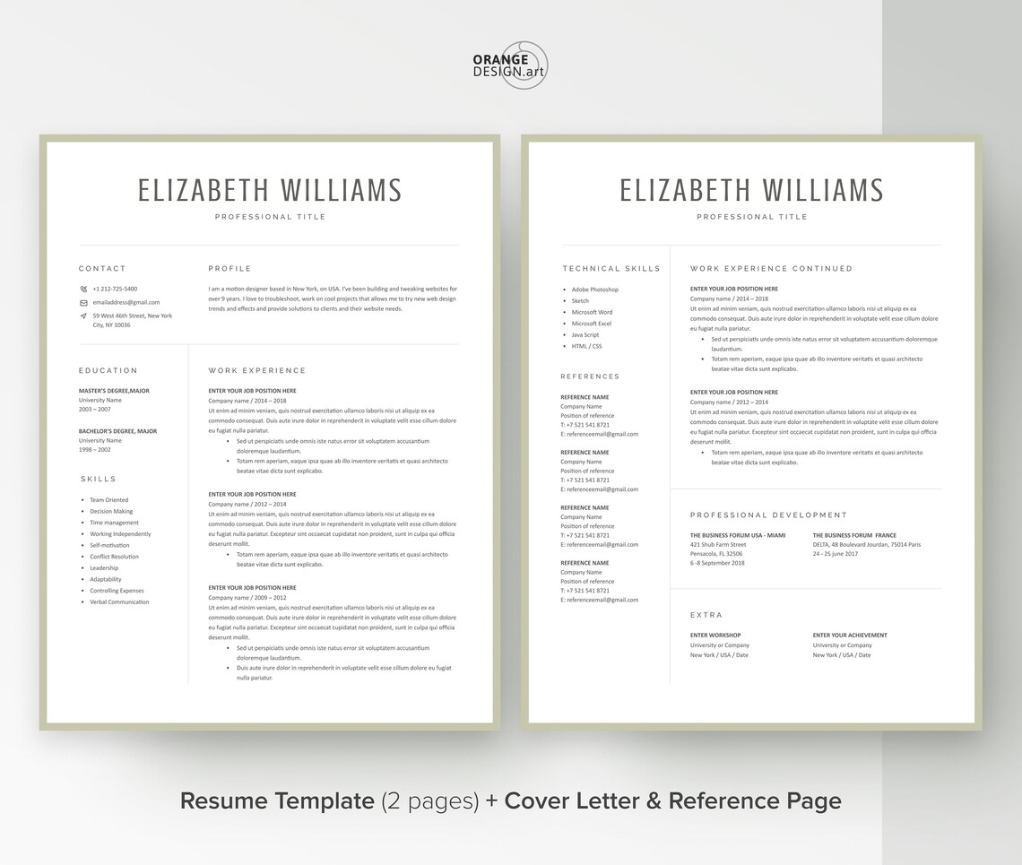 Clean & Modern Resume Template for Word, Professional Resume Template ...