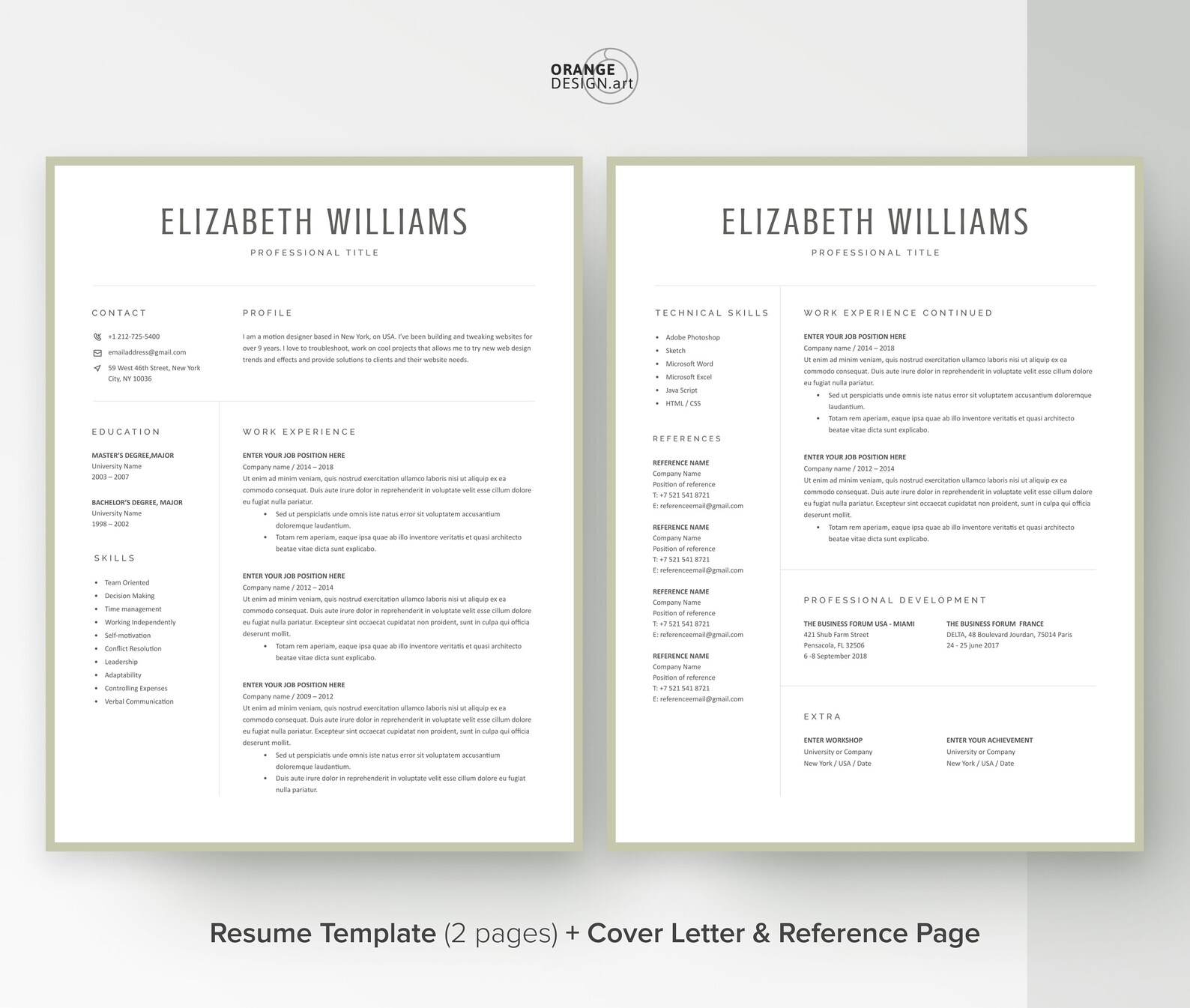 Clean & Modern Resume Template for Word, Professional Resume Template ...
